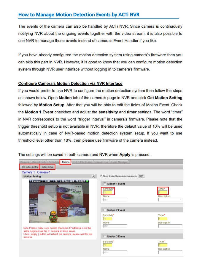 How to Use Motion Detection in ACTi Cameras - NVR IPCAMERA SECURITY